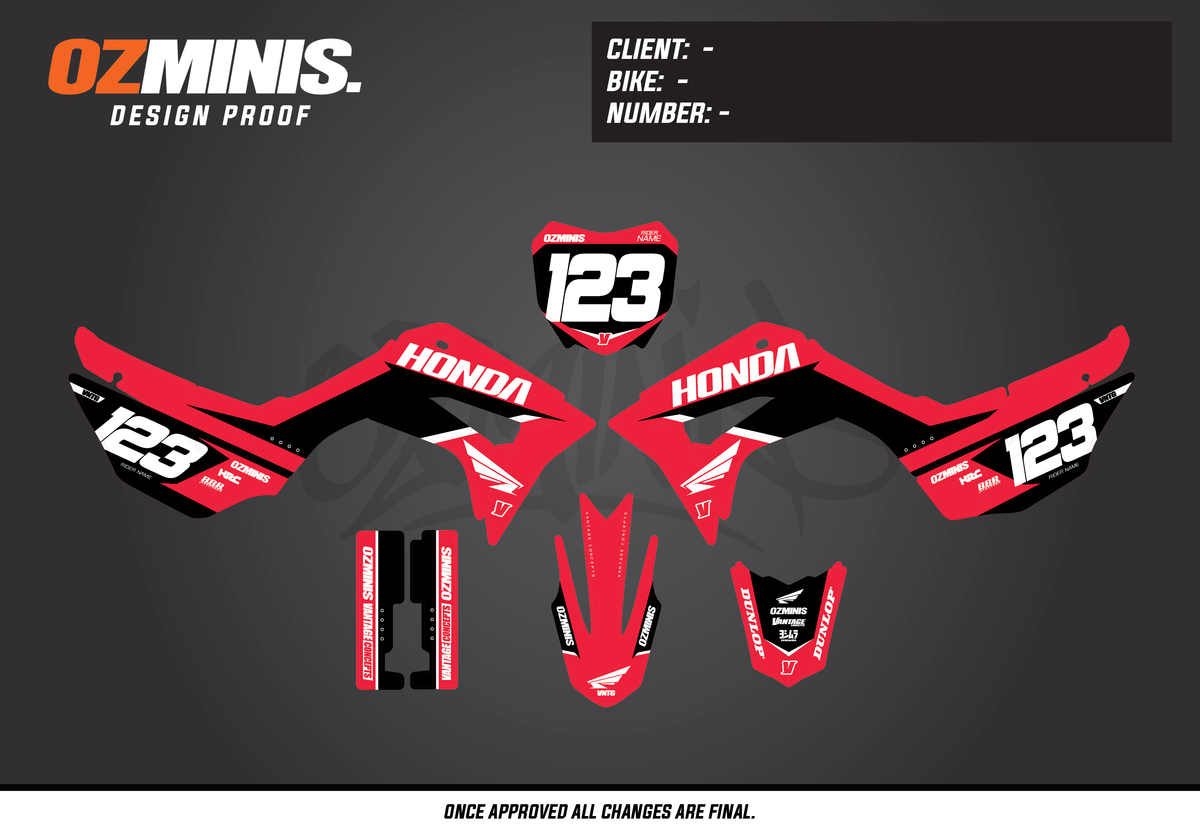 CRF110 - BALLER RED GRAPHICS KIT – Ozminis Motorsport