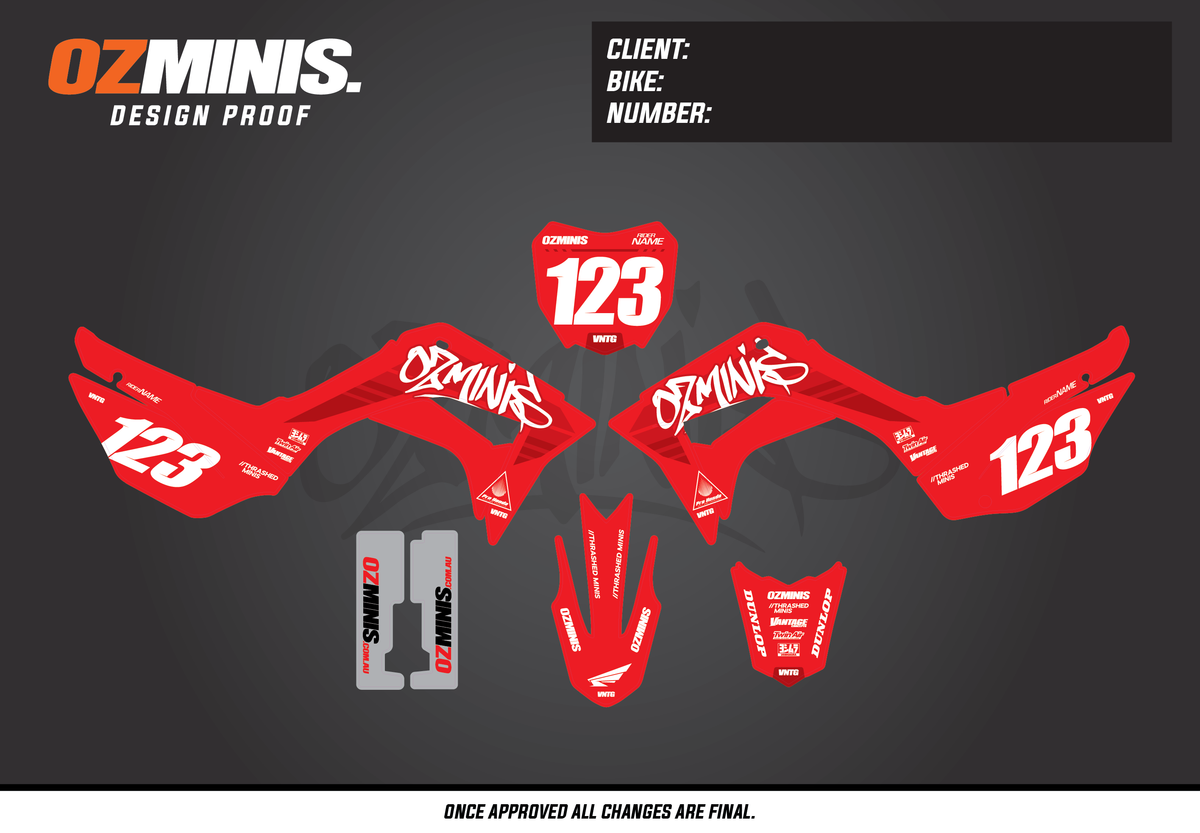 CRF110 - GRAFFITI RED/WHITE GRAPHICS KIT – Ozminis Motorsport