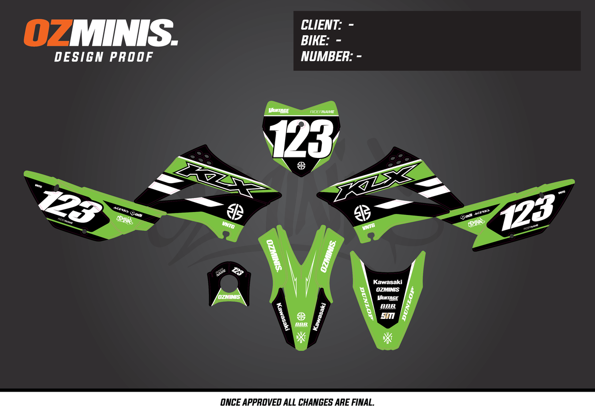 KLX110 - COMP GRAPHICS KIT – Ozminis Motorsport